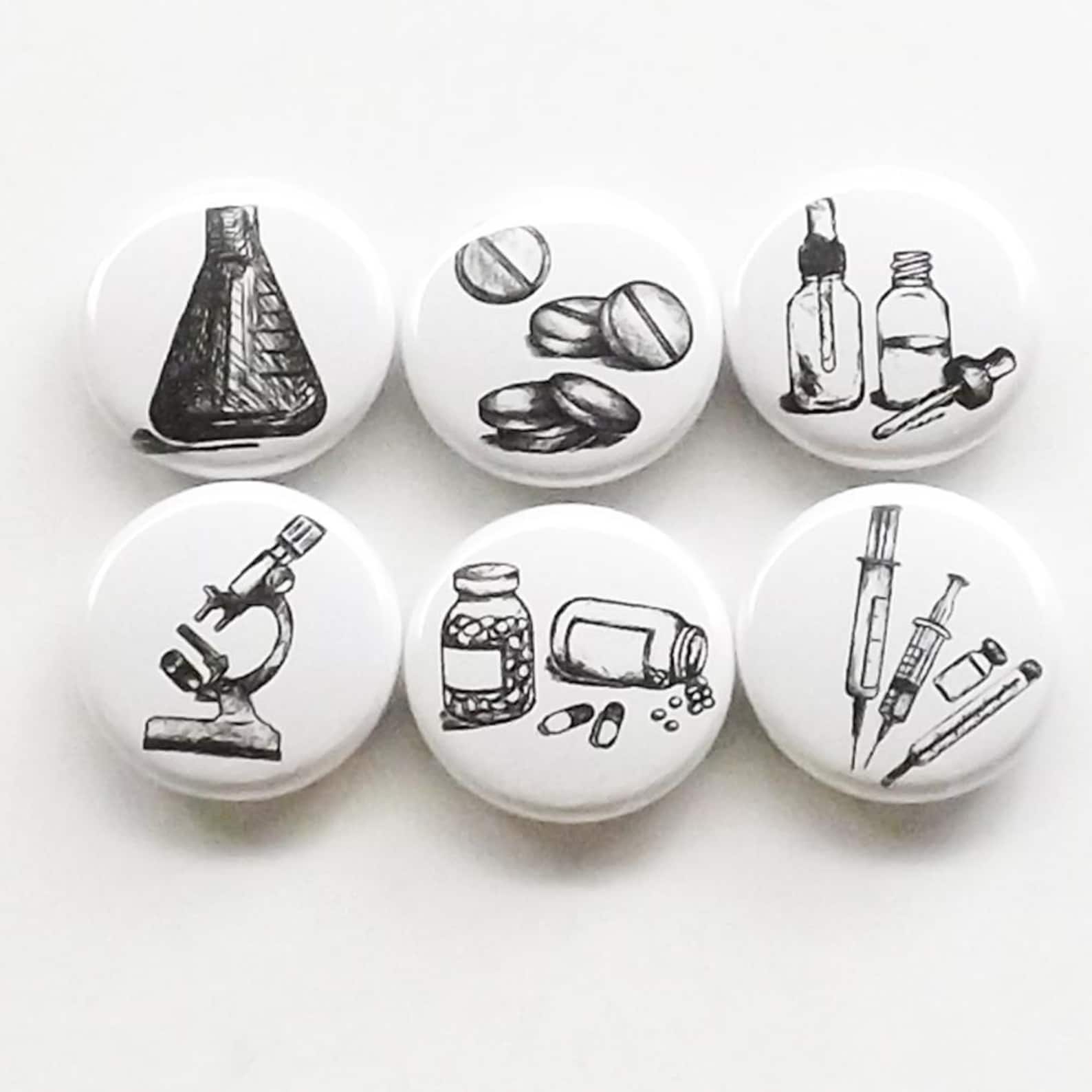 Pharmacist Gift Magnets Graduation Pills Vials Microscope Beaker ...