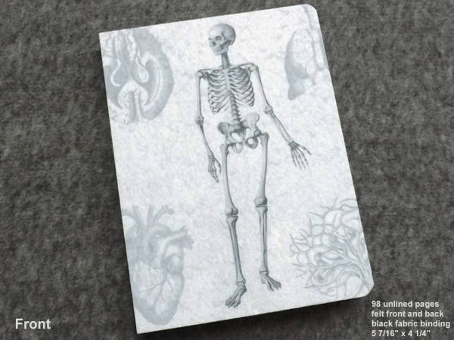 Felt Notebook Anatomy Gift Medical School Graduation Skeleton | Etsy