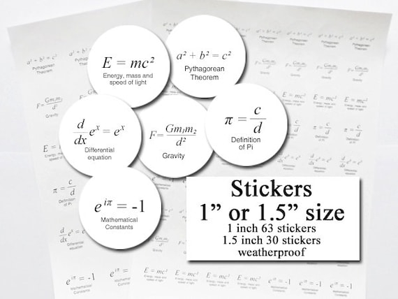 Math STICKERS Labels Formula Geekery Physics Equation Teacher | Etsy
