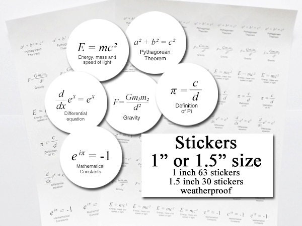 Math STICKERS Labels Formula Geekery Physics Equation Teacher - Etsy