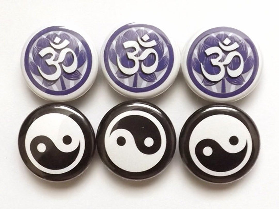 Om Yin Yang Button Pins Badges Lotus Party Favors Stocking Stuffers ...