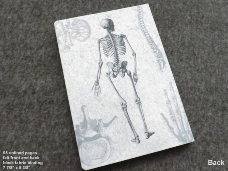 Felt Notebook Anatomy Gift Medical School Graduation Skeleton | Etsy