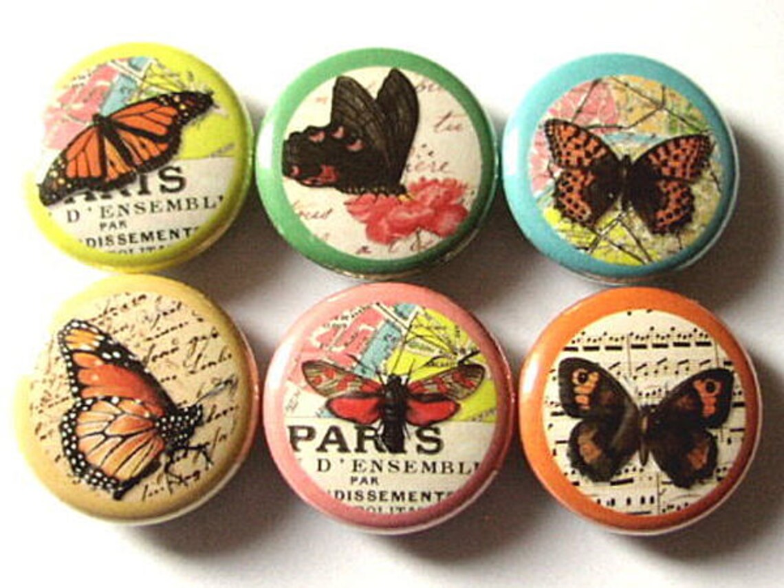 Butterflies and Maps Fridge Magnets Spring Nature 1 Inch - Etsy