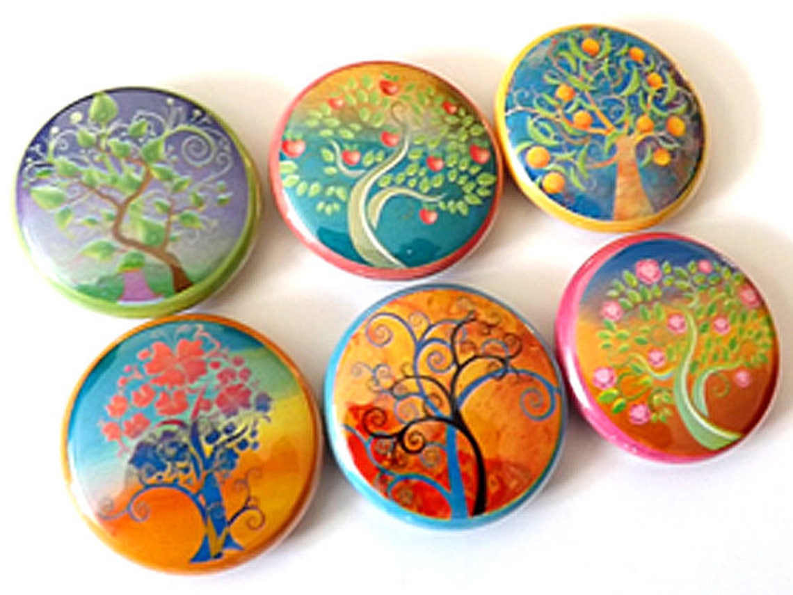 Leaves Trees Flowers Button Pins Badges Retro Nature Mod Fall - Etsy