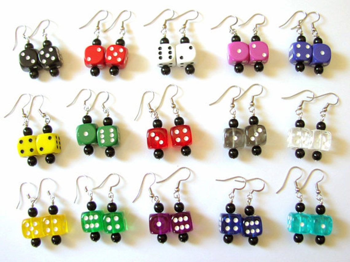 Dice Bunco Earrings Funky Cute D6 Dice Geekery Jewelry Bunko Rockabilly ...