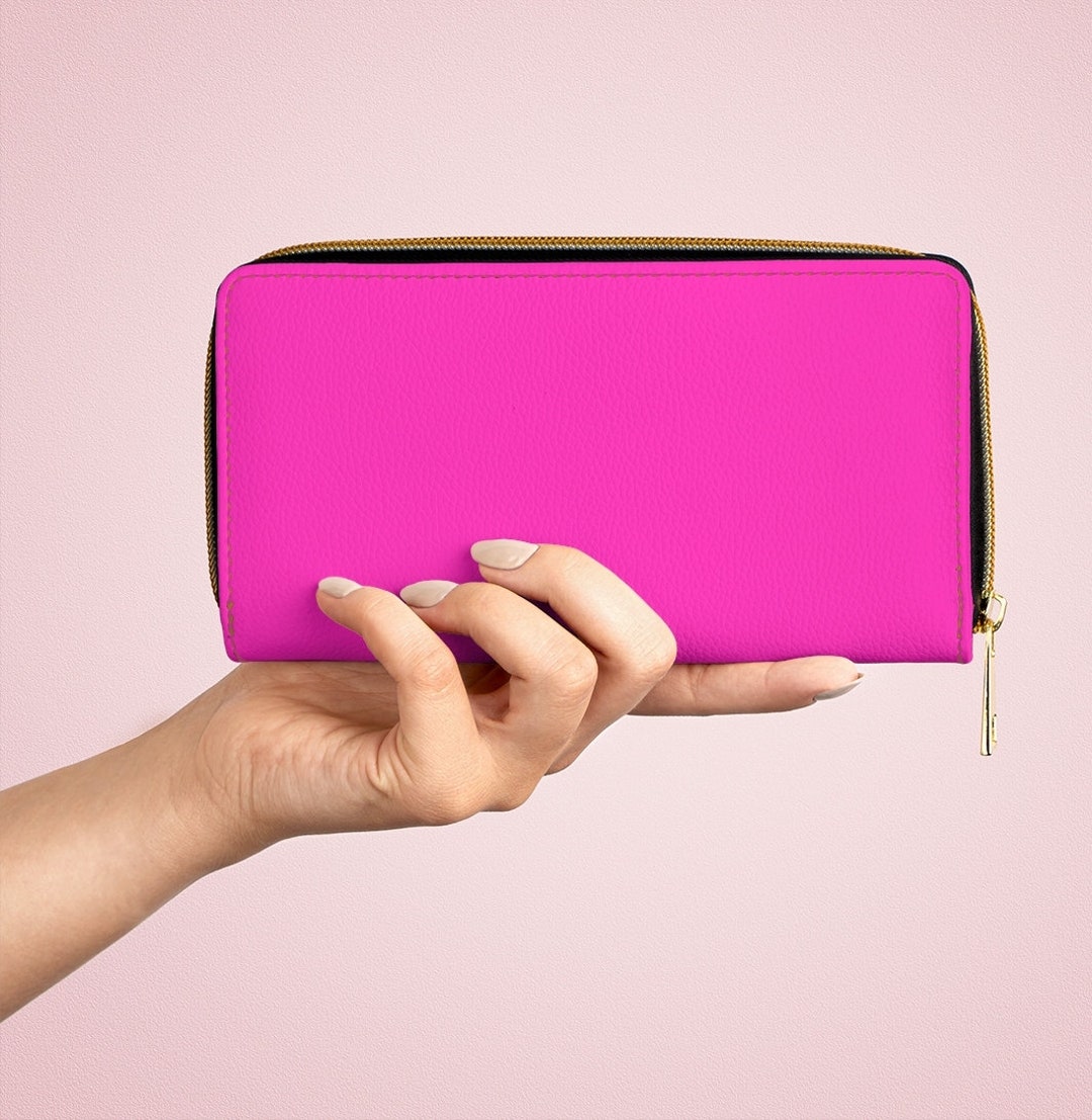 Solid Colour Neon Pink Wallet, Easy to Find, Magenta Modern Design ...