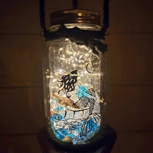 Mermaid Solar Rechargeable Mason Jar Fairy Lantern Wind Chime, Outdoor ...