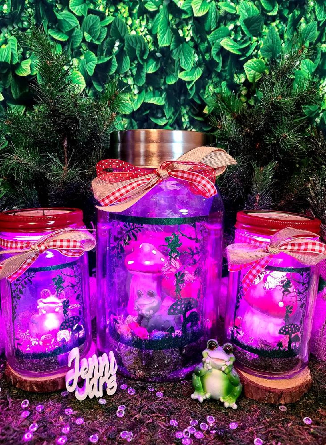 Spring Frog Mason Jar Centerpiece, LED Color Changing Frog Lights ...