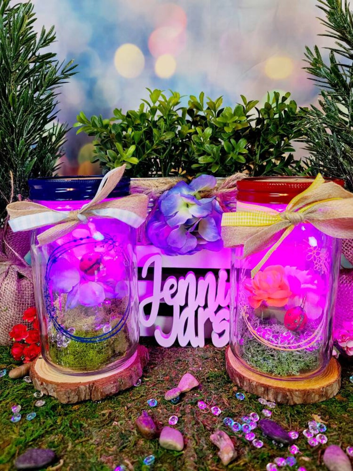 Ladybug Flower Terrarium LED Mason Jar Light Farmhouse Spring | Etsy