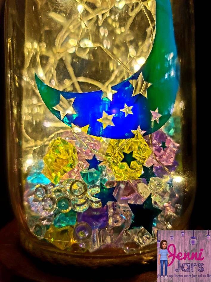 Moon and Stars Solar Light up Mason Jar Wind Chimefarmhouse | Etsy