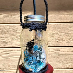 Mermaid Solar Rechargeable Mason Jar Fairy Lantern Wind Chime, Outdoor ...