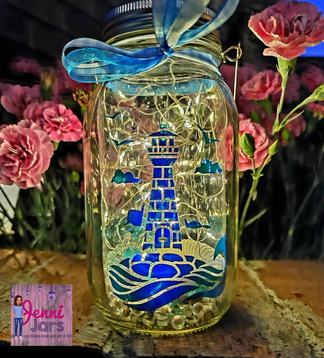 Farmhouse Lighthouse Solar Mason Jar Light, Mother Birthday Gift ...