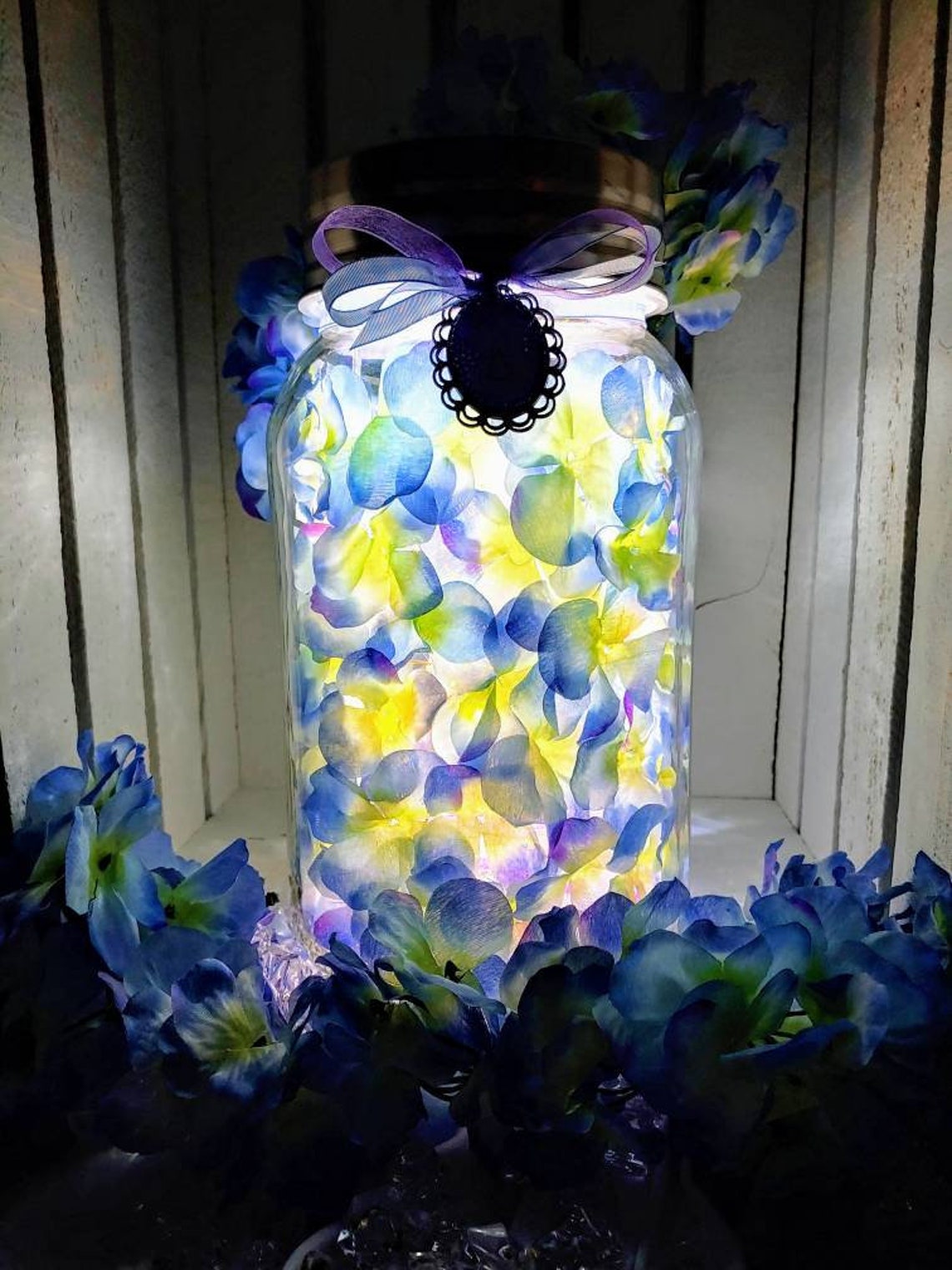 Easter Farmhouse Hydrangea Mason Jar Light Centerpiece - Etsy