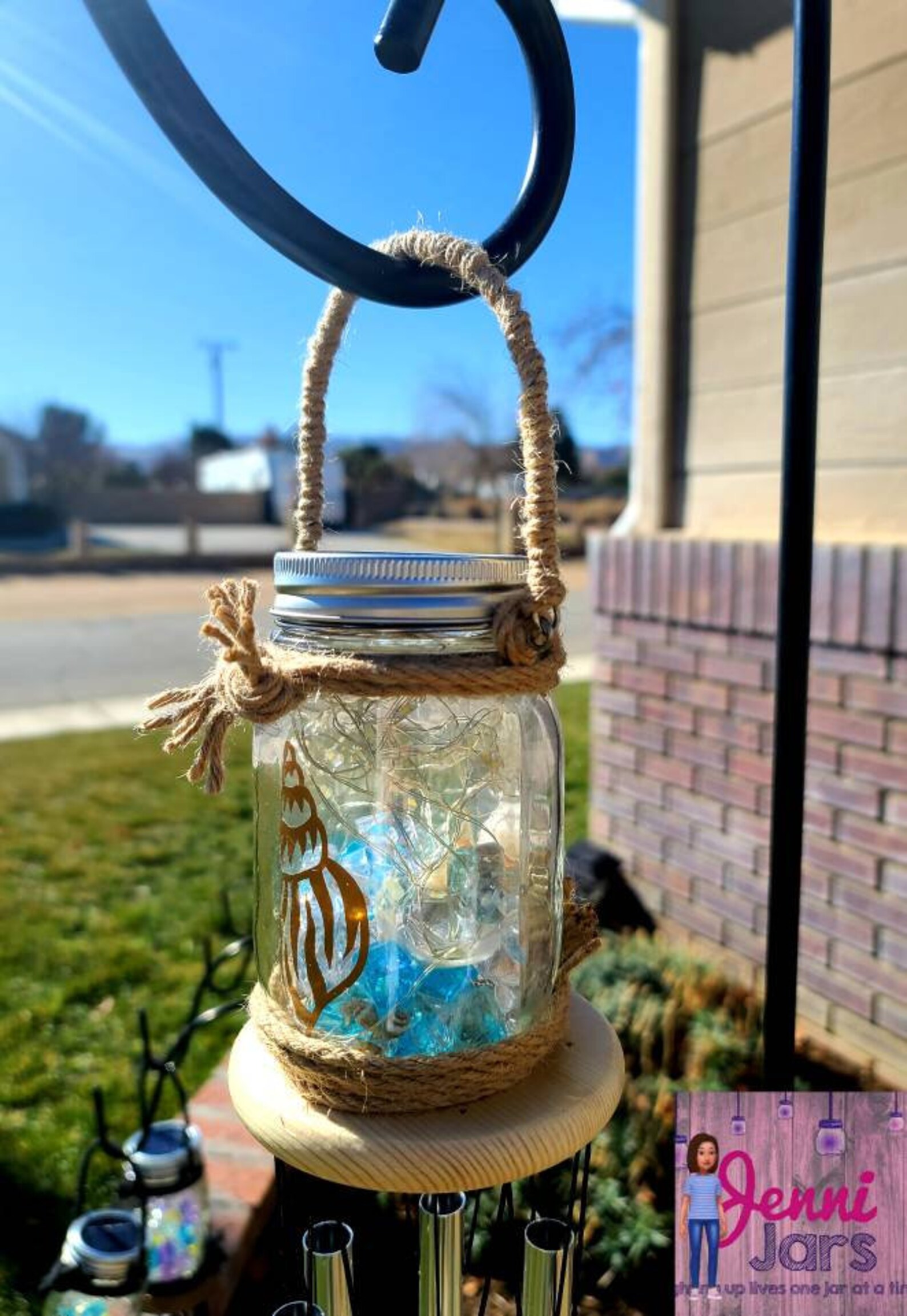 Farmhouse Beach Mini Solar Mason Jar Fairy Lantern Wind Chime - Etsy