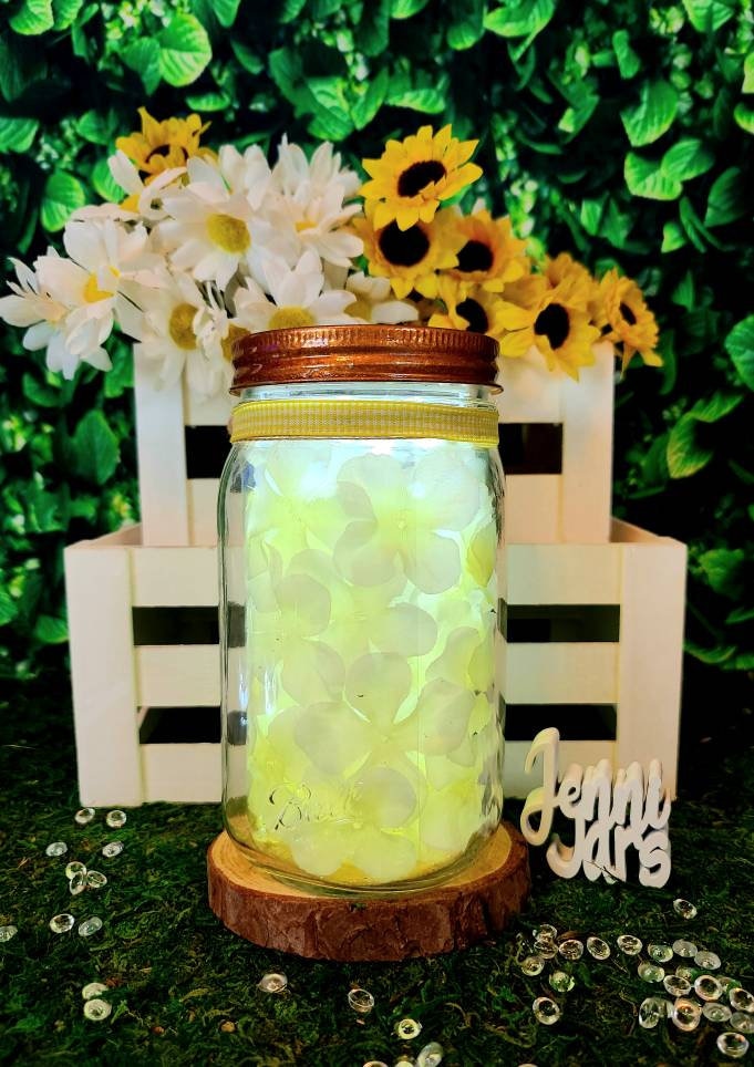 Spring flower market LED color changing mason jar light white | Etsy