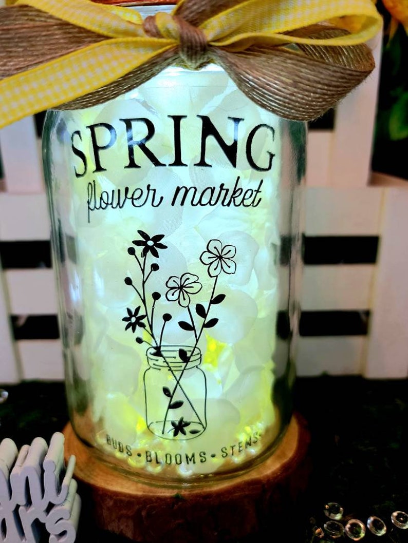 Spring Flower Market LED Color Changing Mason Jar Light White - Etsy