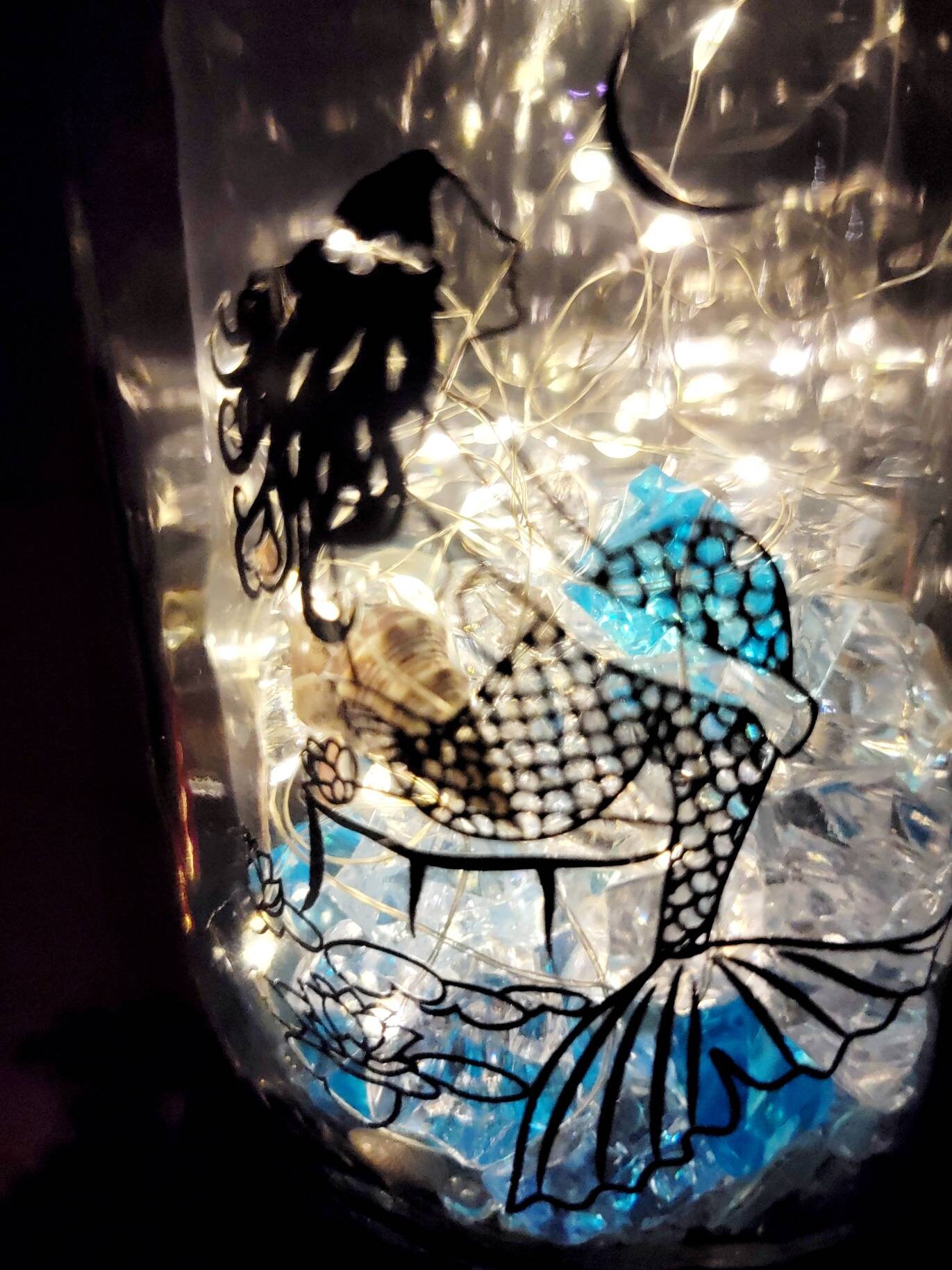 Mermaid Solar Rechargeable Mason Jar Fairy Lantern Wind Chime, Outdoor ...