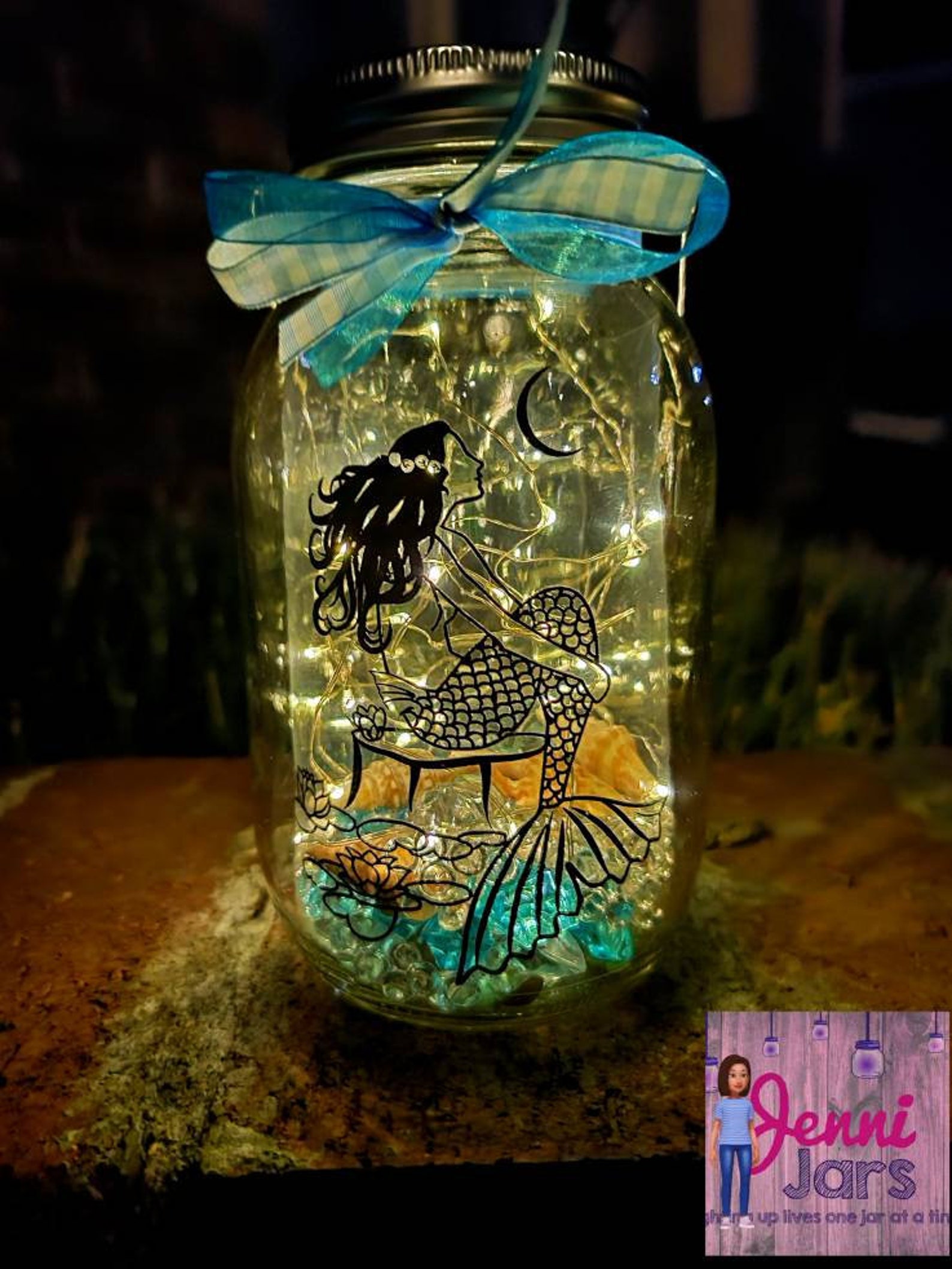 Mermaid Solar Rechargeable Mason Jar Fairy Lantern, Mermaid Decor ...