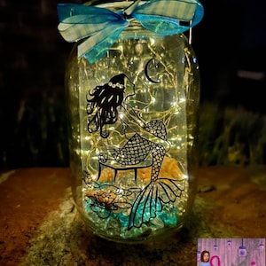 Mermaid Solar Rechargeable Mason Jar Fairy Lantern, Mermaid Decor ...