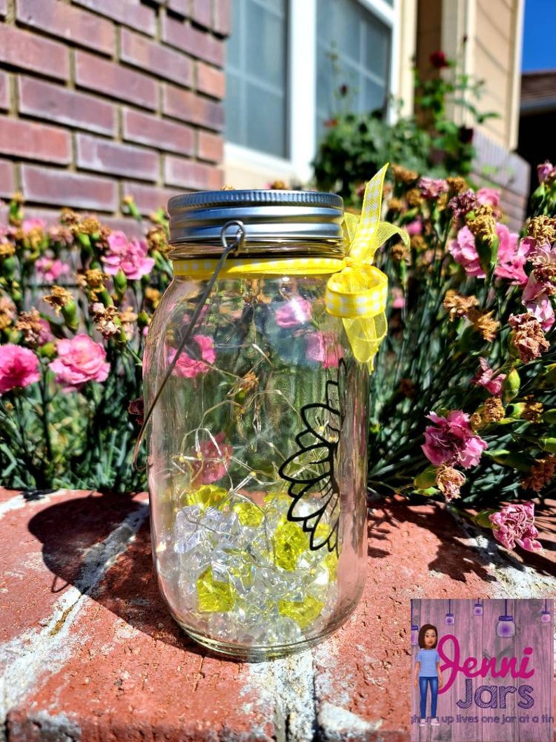 Sunflower Farmhouse Solar Mason Jar Light Sunshine Decor | Etsy
