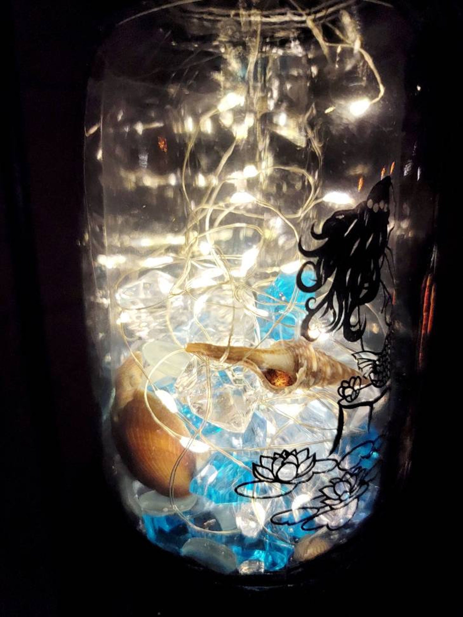 Mermaid Solar Rechargeable Mason Jar Fairy Lantern Wind Chime - Etsy