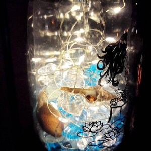 Mermaid Solar Rechargeable Mason Jar Fairy Lantern Wind Chime, Outdoor ...
