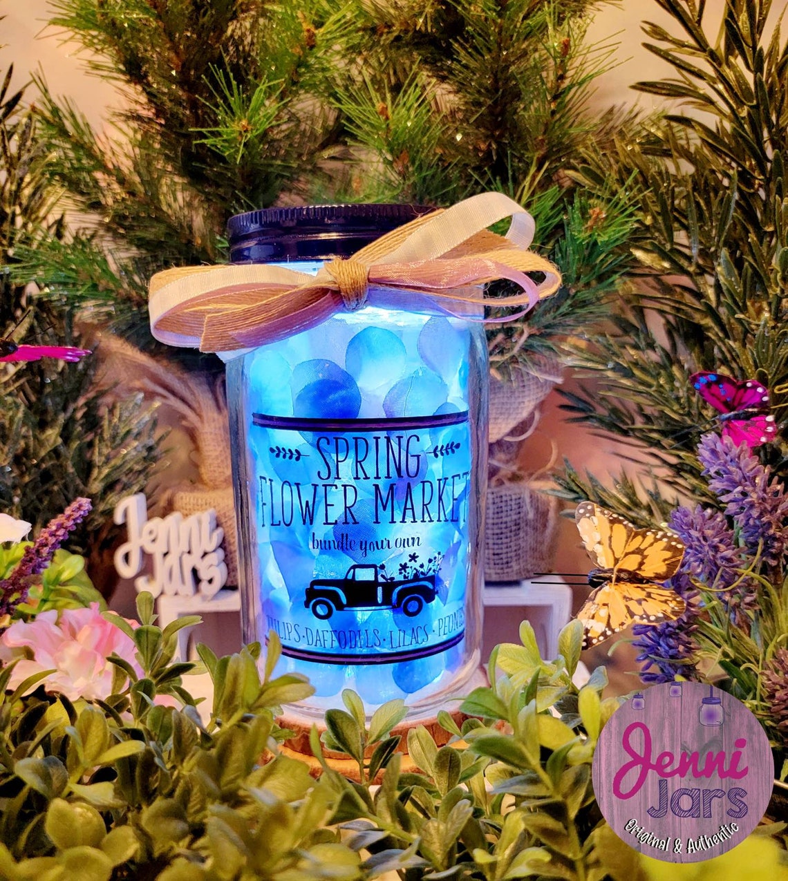 Spring Farmhouse Hydrangea Mason Jar Light Centerpiece - Etsy