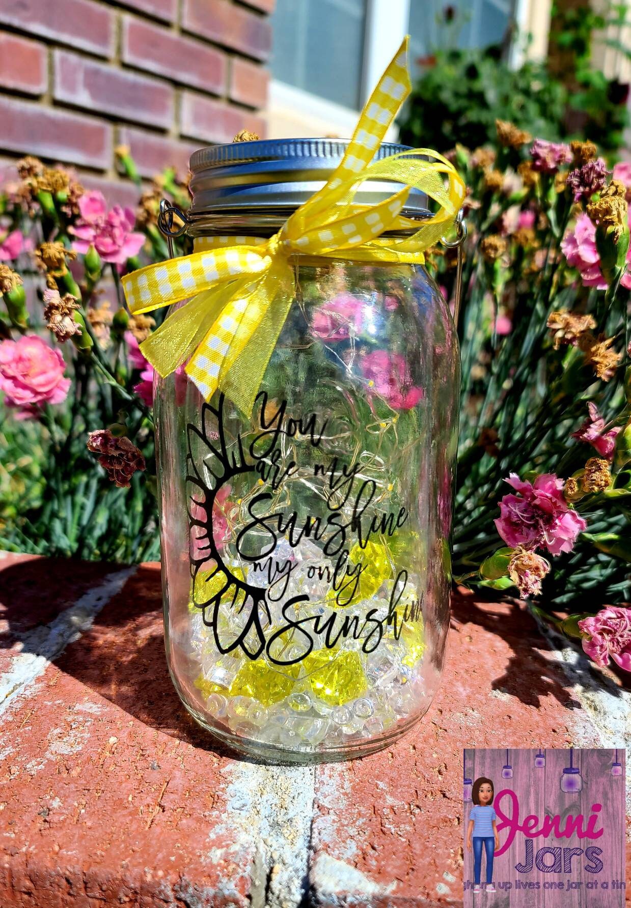 Sunflower Farmhouse Solar Mason Jar Light, Sunshine Decor, Farmhouse ...