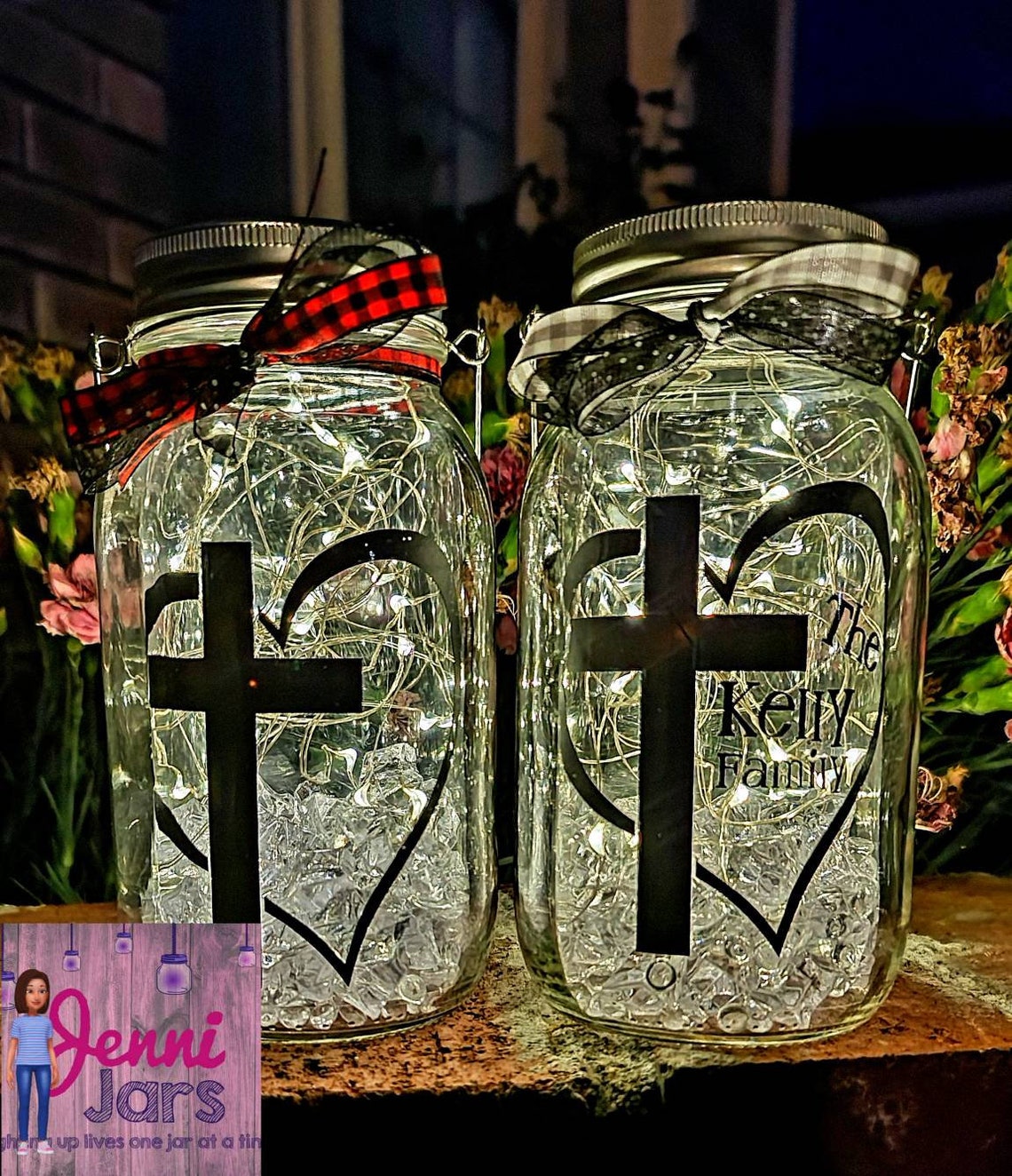 Personalized Cross Mason Jar Light Cross Decor Farmhouse - Etsy