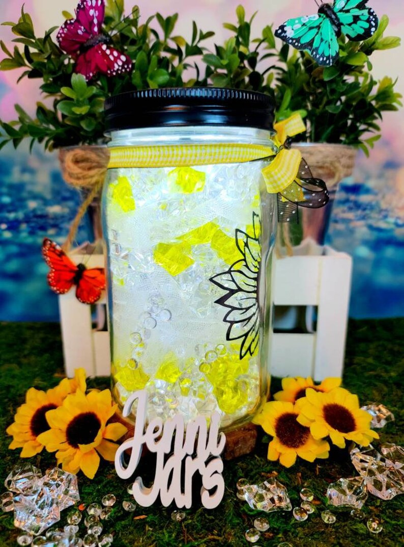 Farmhouse Inspirational Sunflower Color Changing Mason Jar Light ...