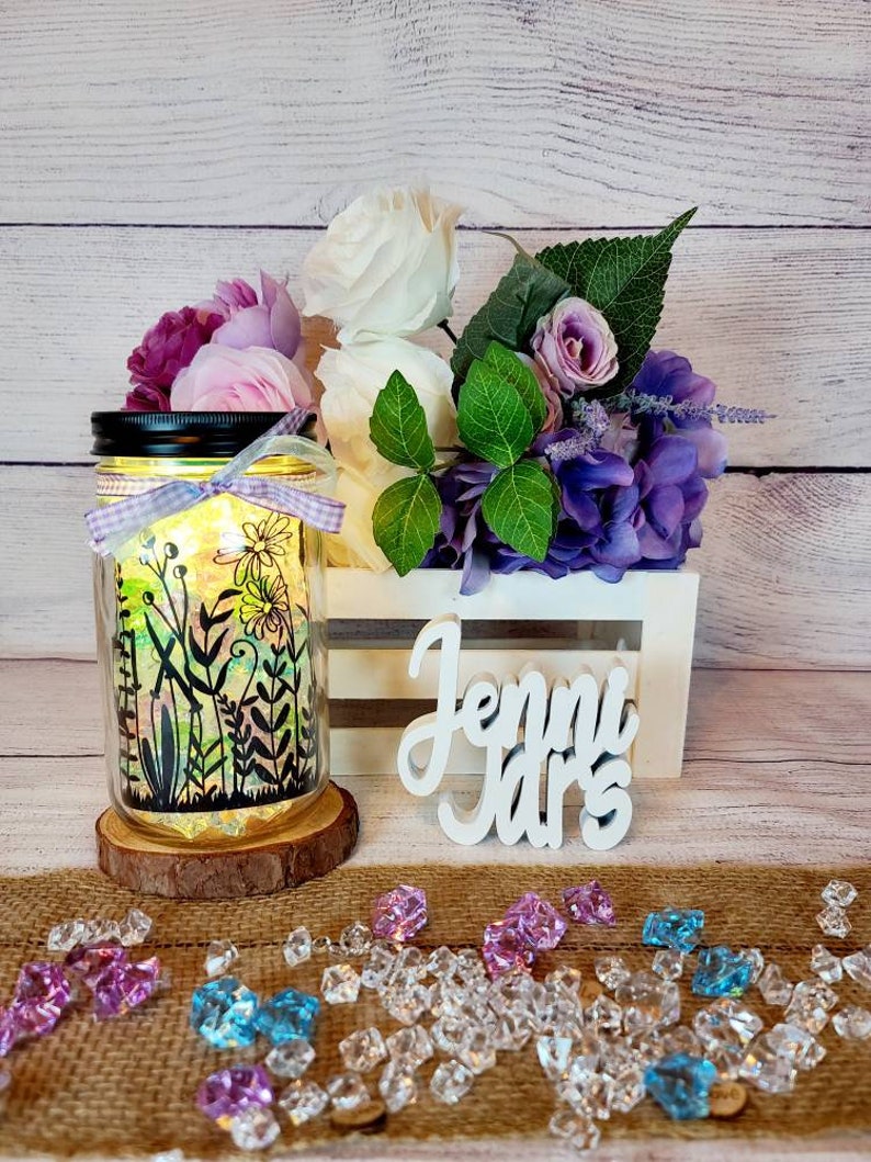 Farmhouse Flowers LED Color Changing Mason Jar Light Rustic - Etsy