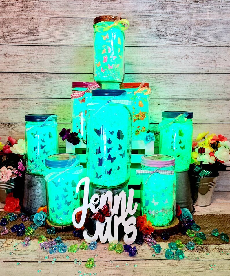 Butterfly color changing mason jar lights Farmhouse spring | Etsy