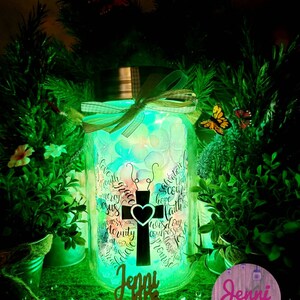 Butterfly With Cross Hydrangea Mason Jar Light Centerpiece, Hydrangea ...