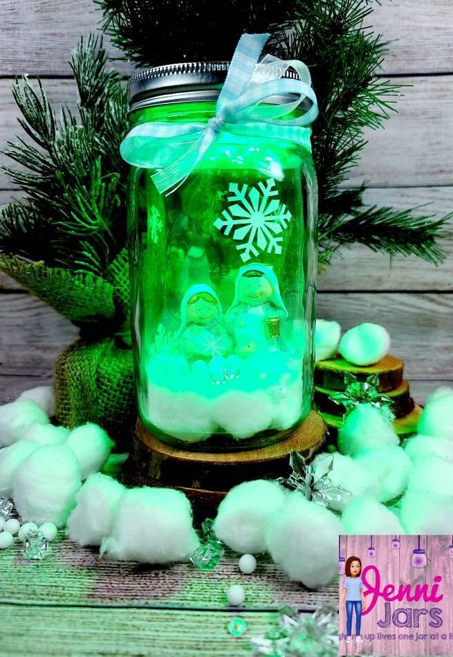 Nativity Light up Mason Jar, Religious Christmas Decor, Farmhouse ...
