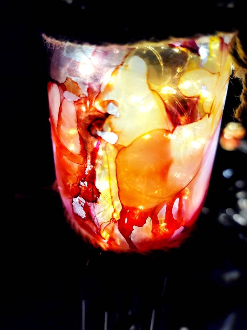 Alcohol Ink Solar Rechargeable Mason Jar Fairy Lantern Wind - Etsy