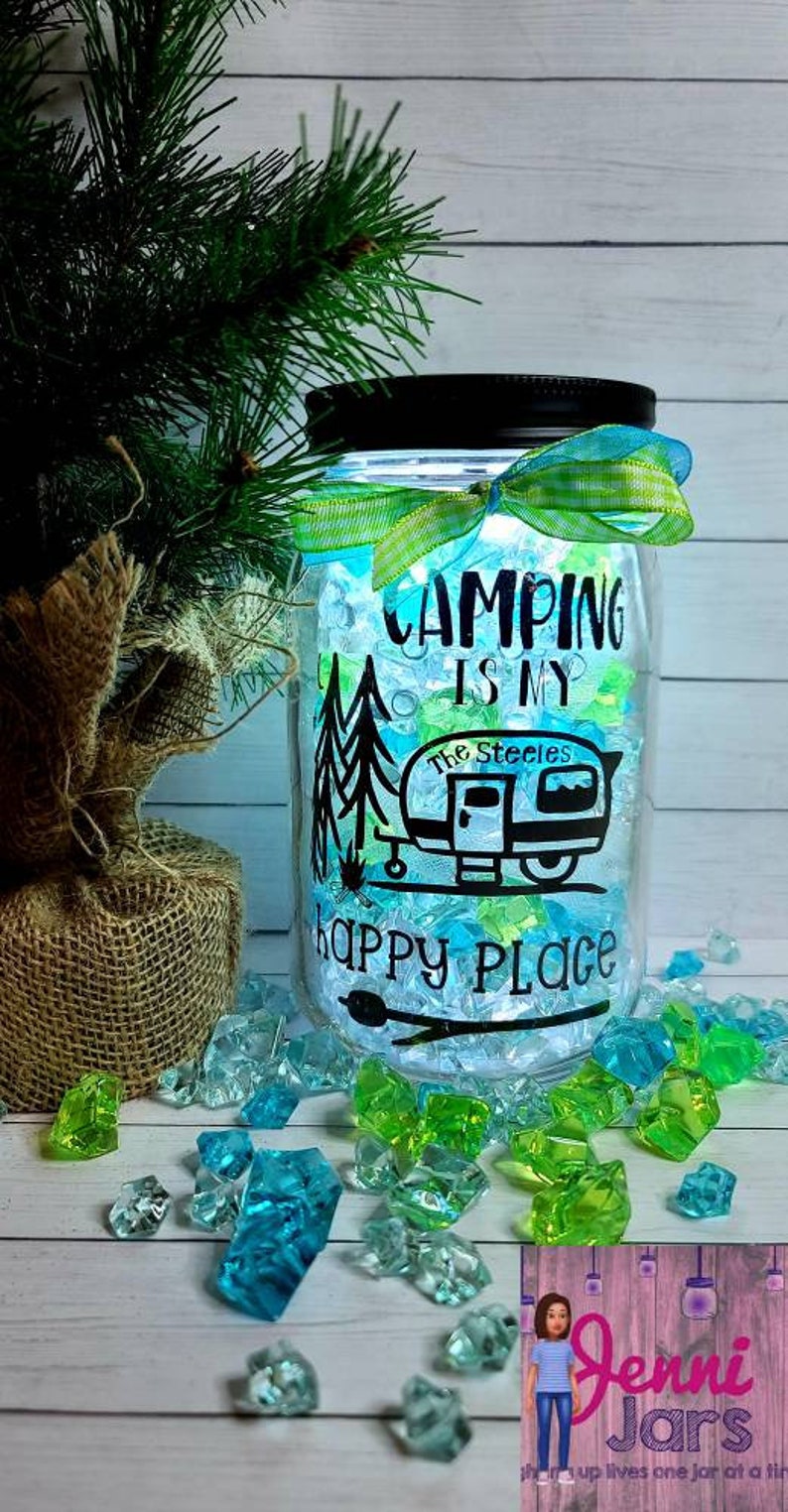 Farmhouse personalized camping mason jar light camping | Etsy