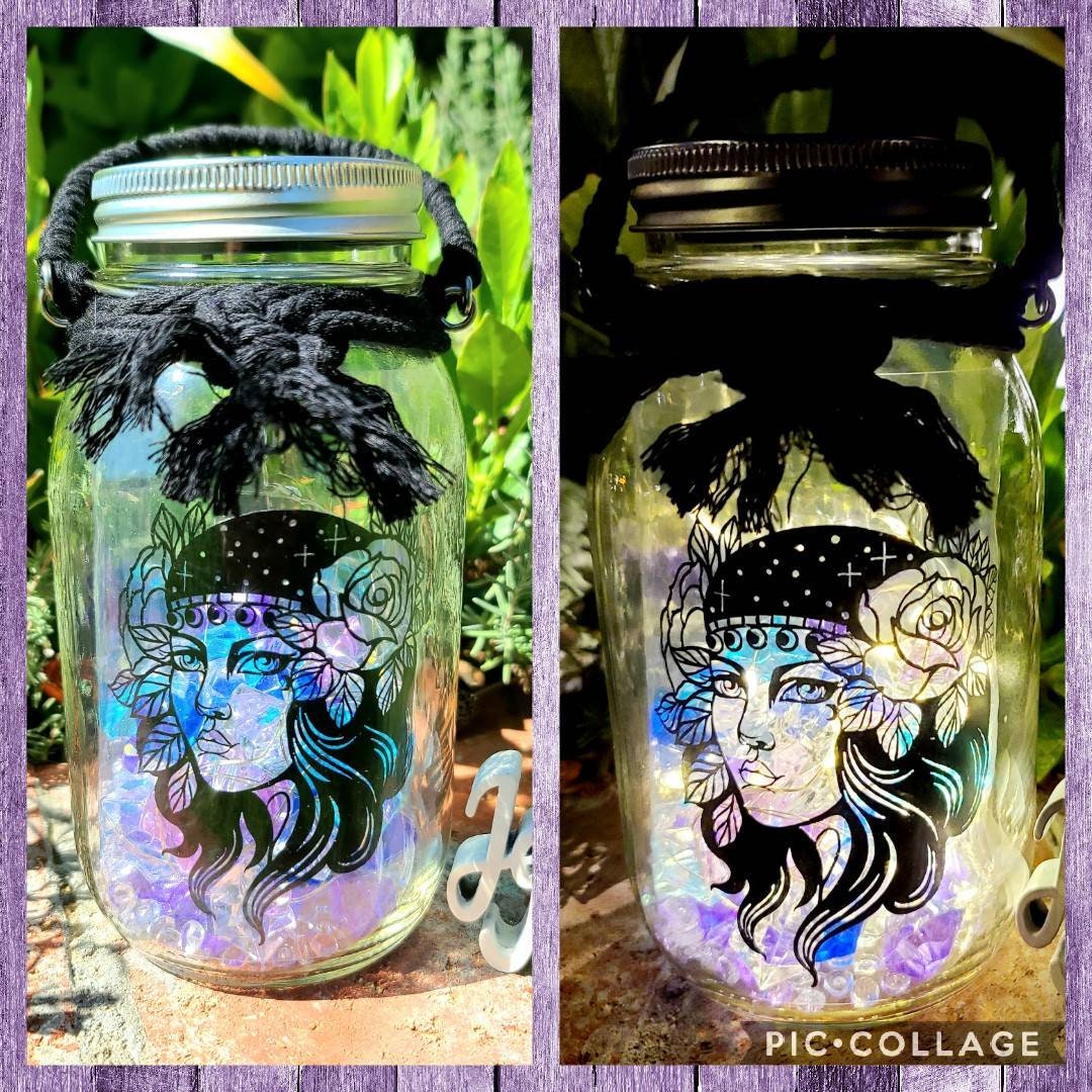 Gypsy Solar Rechargeable Mason Jar Fairy Lantern, Farmhouse Meditation ...