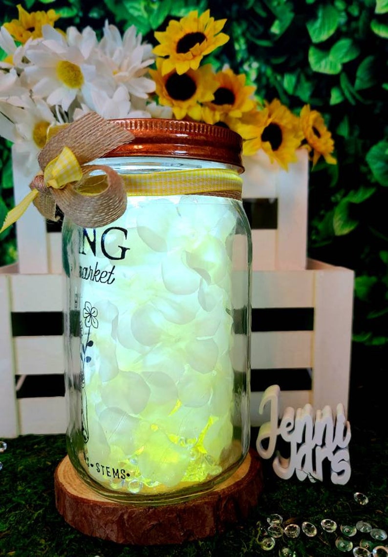Spring Flower Market LED Color Changing Mason Jar Light White | Etsy