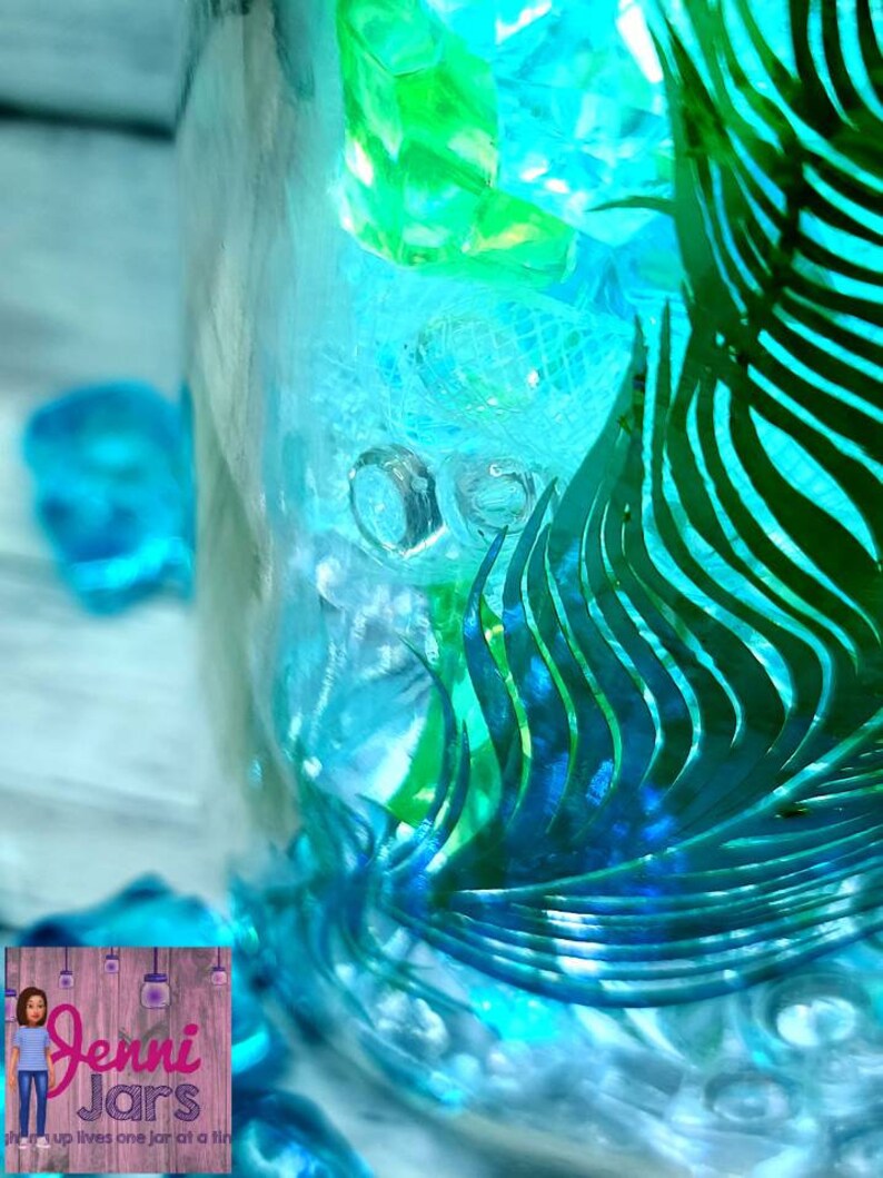 Peacock mason jar light peacock kitchen centerpiece | Etsy
