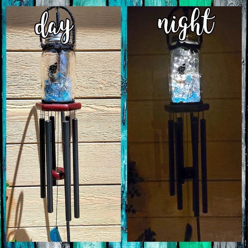 Mermaid Solar Rechargeable Mason Jar Fairy Lantern Wind Chime - Etsy