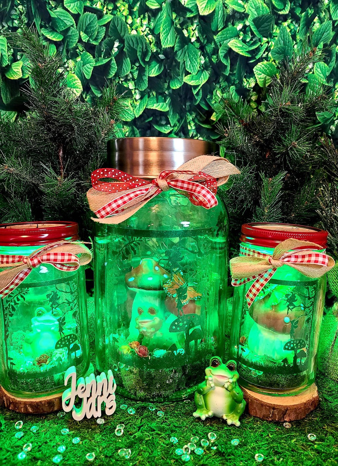 Spring Frog Mason Jar Centerpiece, LED Color Changing Frog Lights ...