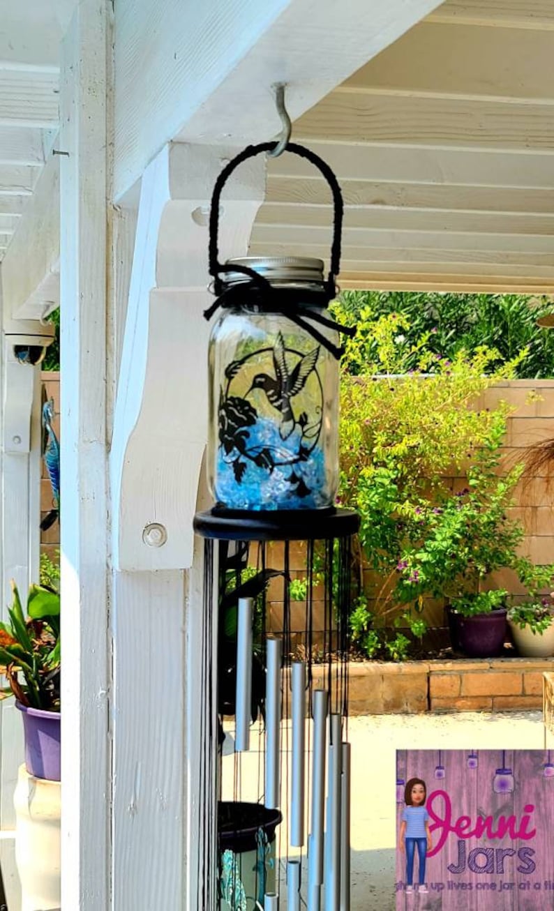 Hummingbird Light up Wind Chime Solar Mason Jar Fairy - Etsy