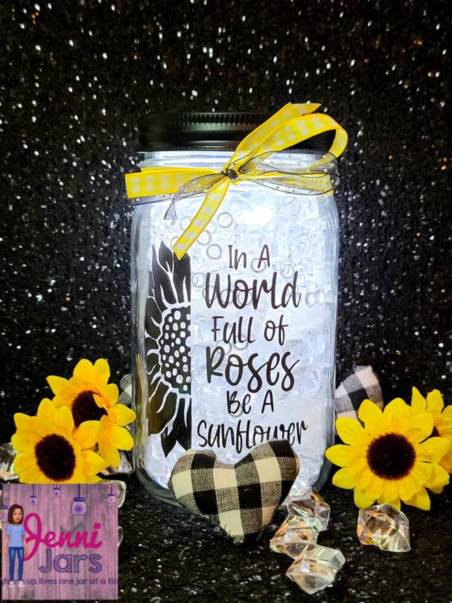 Sunflower Mason Jar Light, Sunflower Kitchen Centerpiece, Farmhouse ...