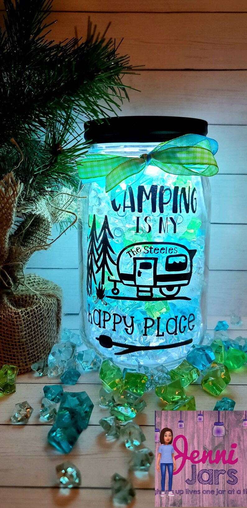 Farmhouse personalized camping mason jar light camping | Etsy