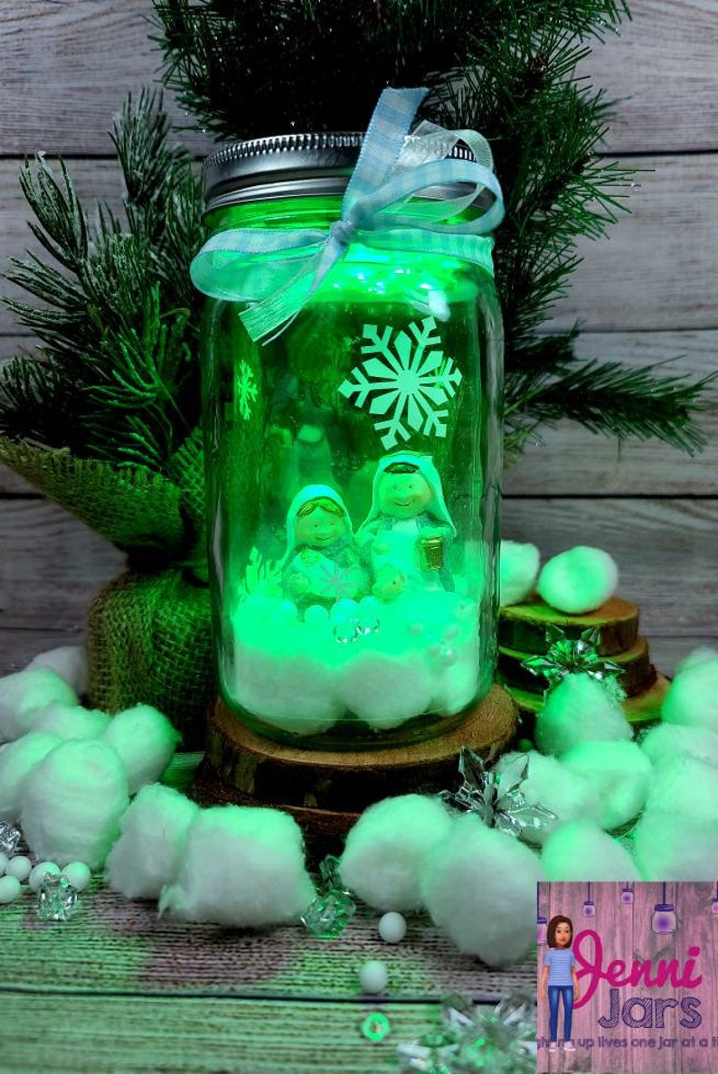 Nativity light up mason jar religious Christmas decor | Etsy