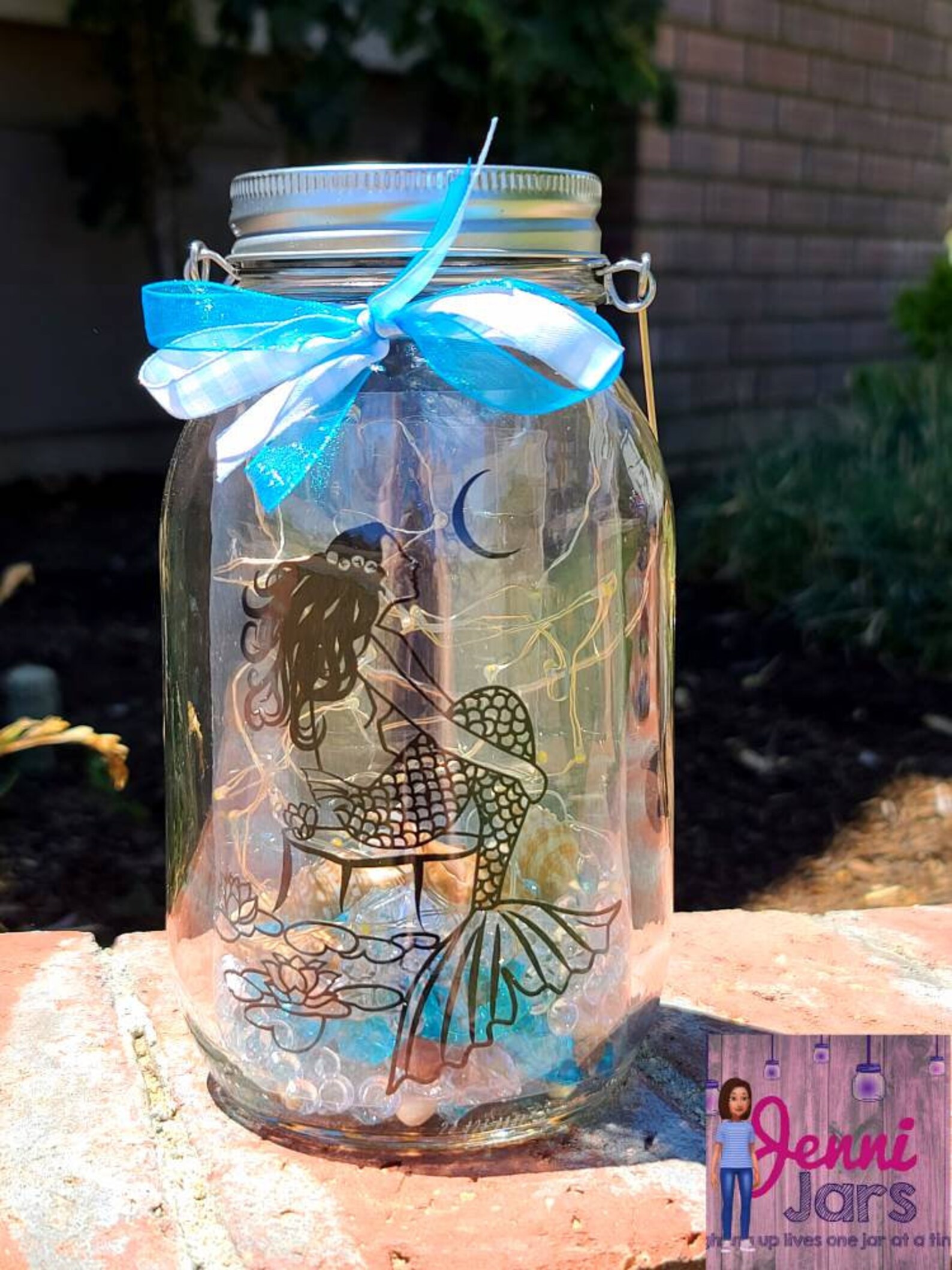 Mermaid Solar Rechargeable Mason Jar Fairy Lantern, Mermaid Decor ...