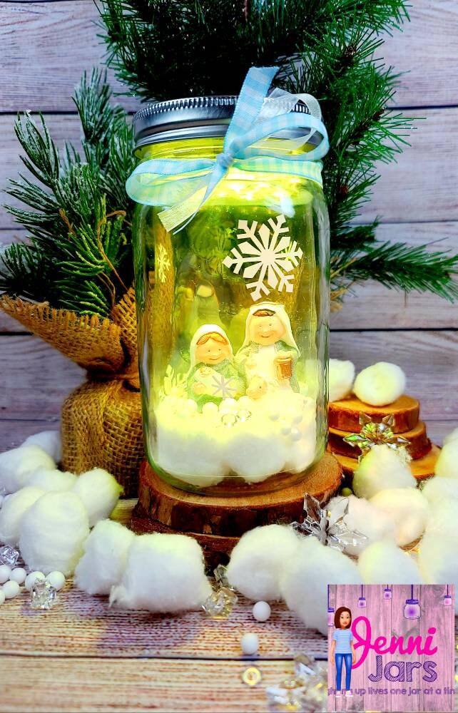 Nativity Light up Mason Jar, Religious Christmas Decor, Farmhouse ...