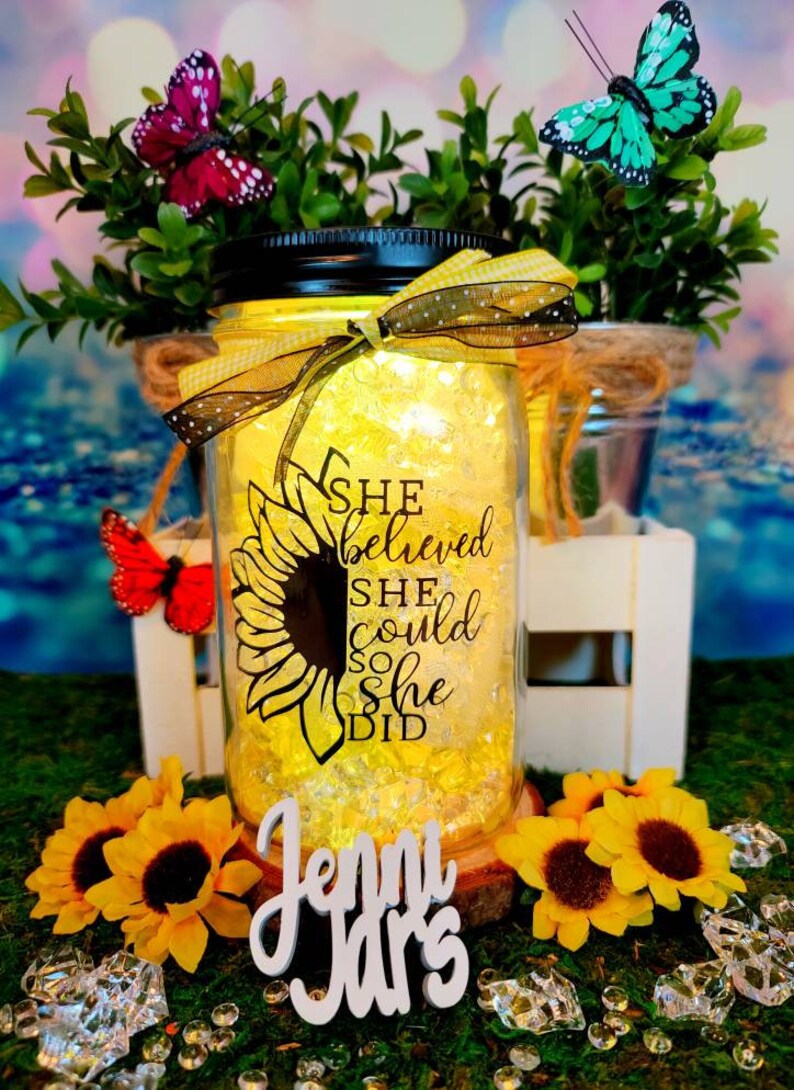 Farmhouse Inspirational Sunflower Color Changing Mason Jar Light ...
