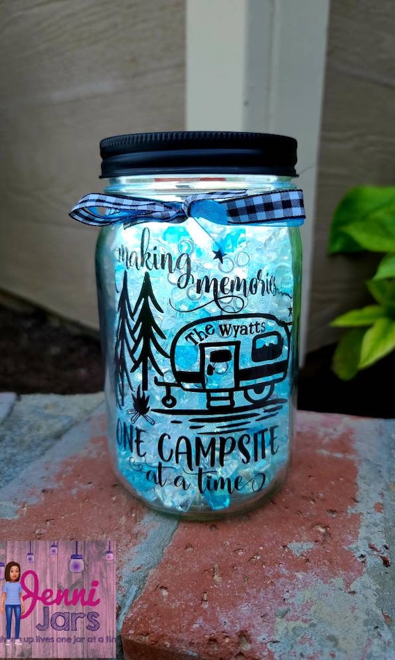 Personalized light up rv decor farmhouse mason jar light | Etsy