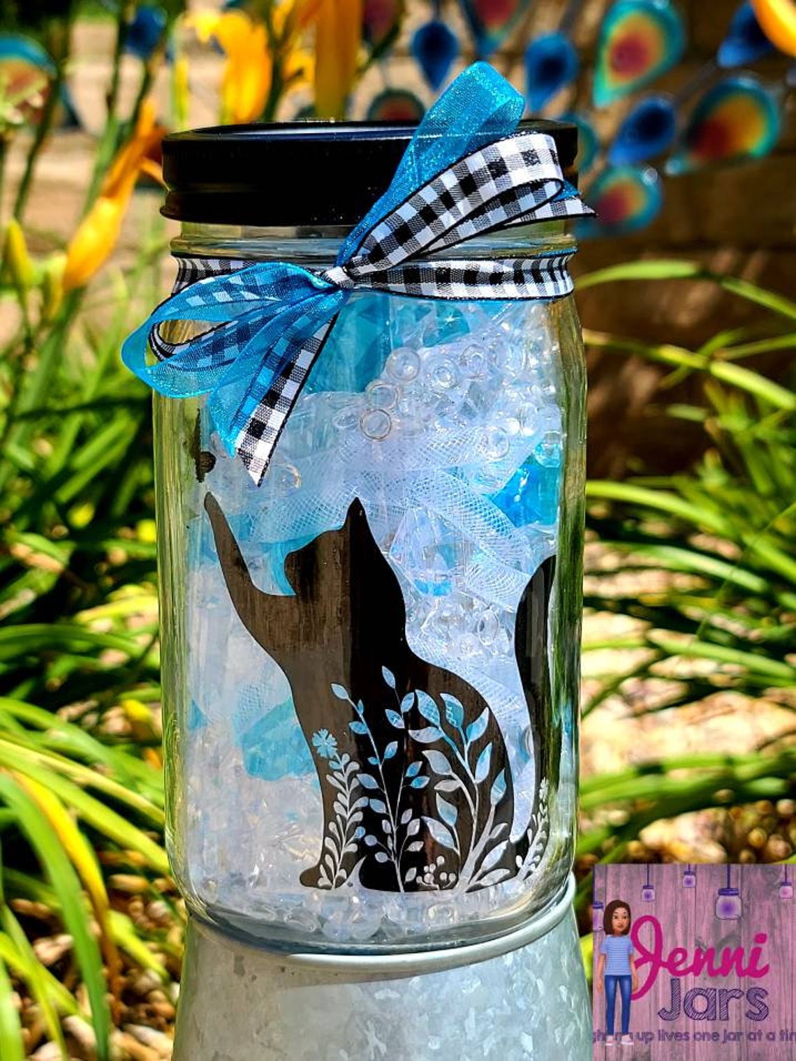 Farmhouse cat mason jar light cat decor cat nightlight | Etsy